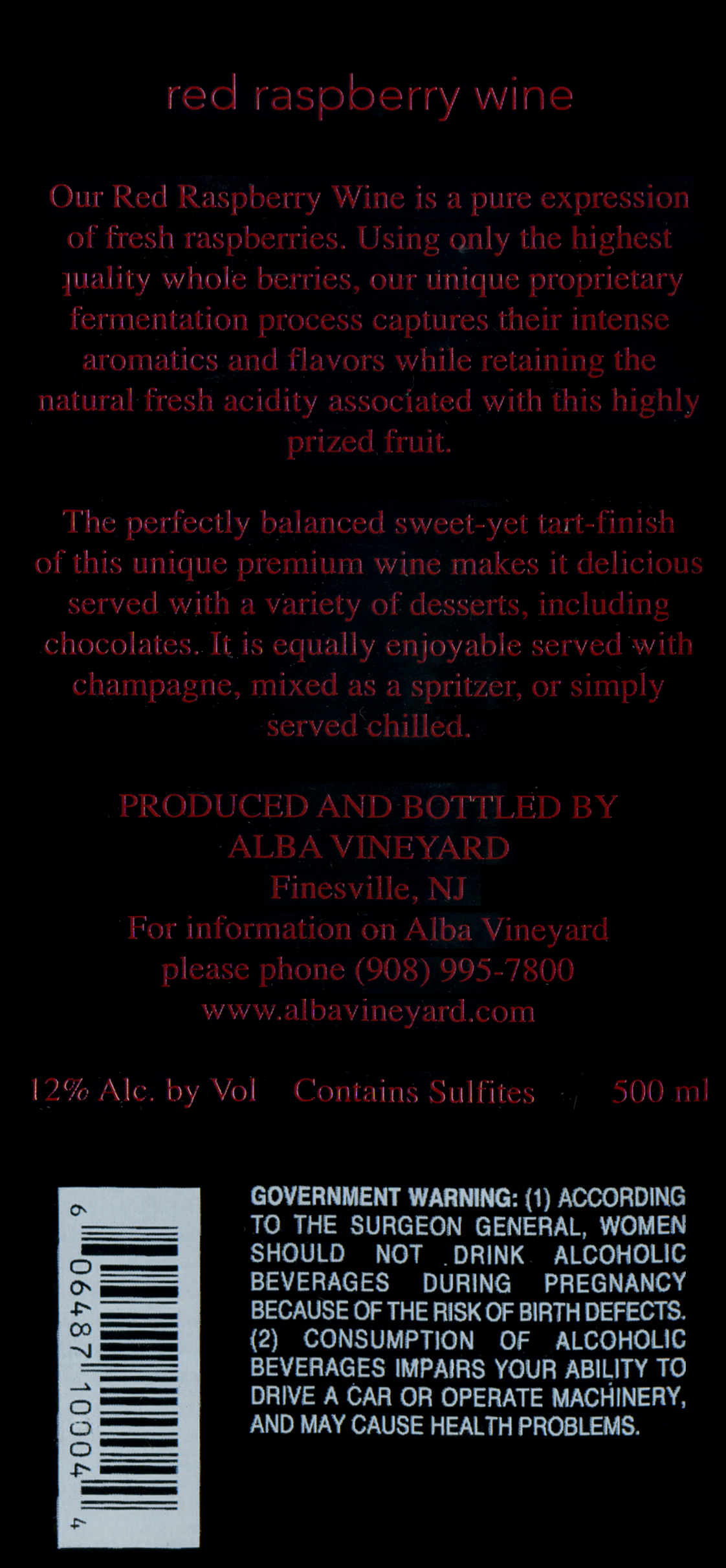 Alba Red Raspberry Wine Wine Library