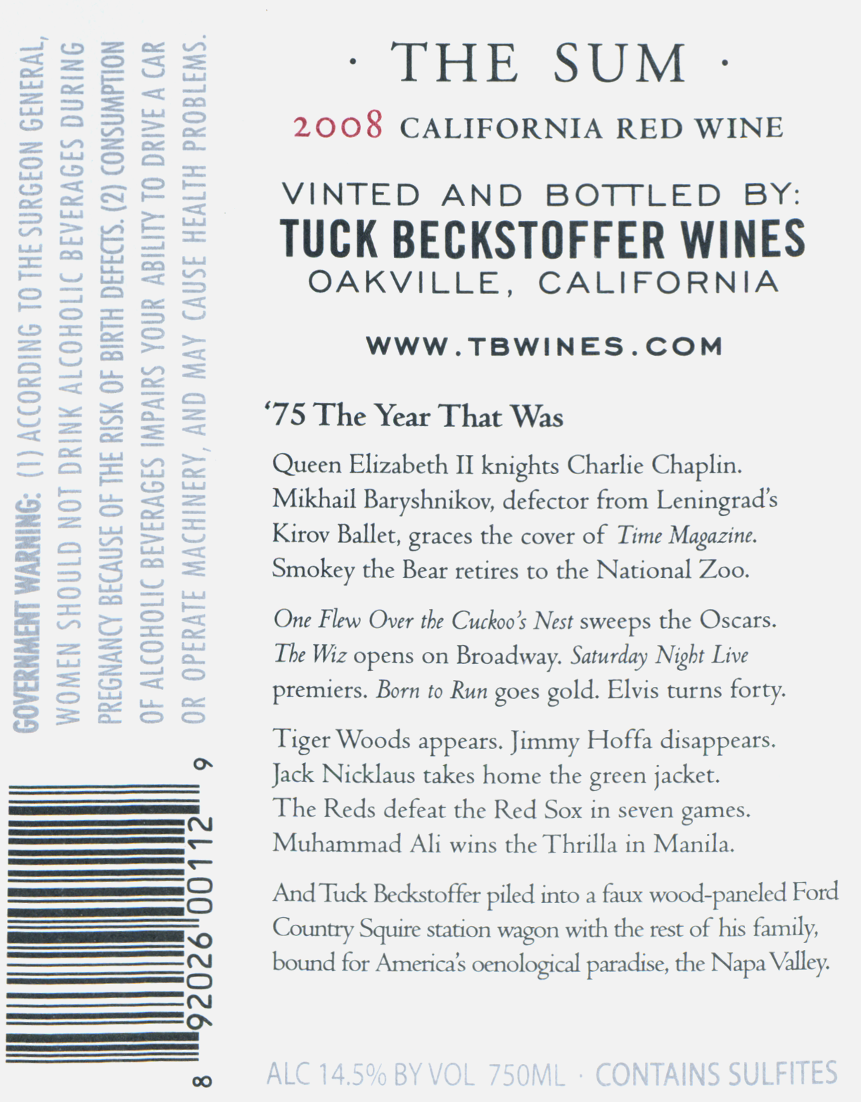 2008 Seventy Five Wine Co. The Sum | Wine Library