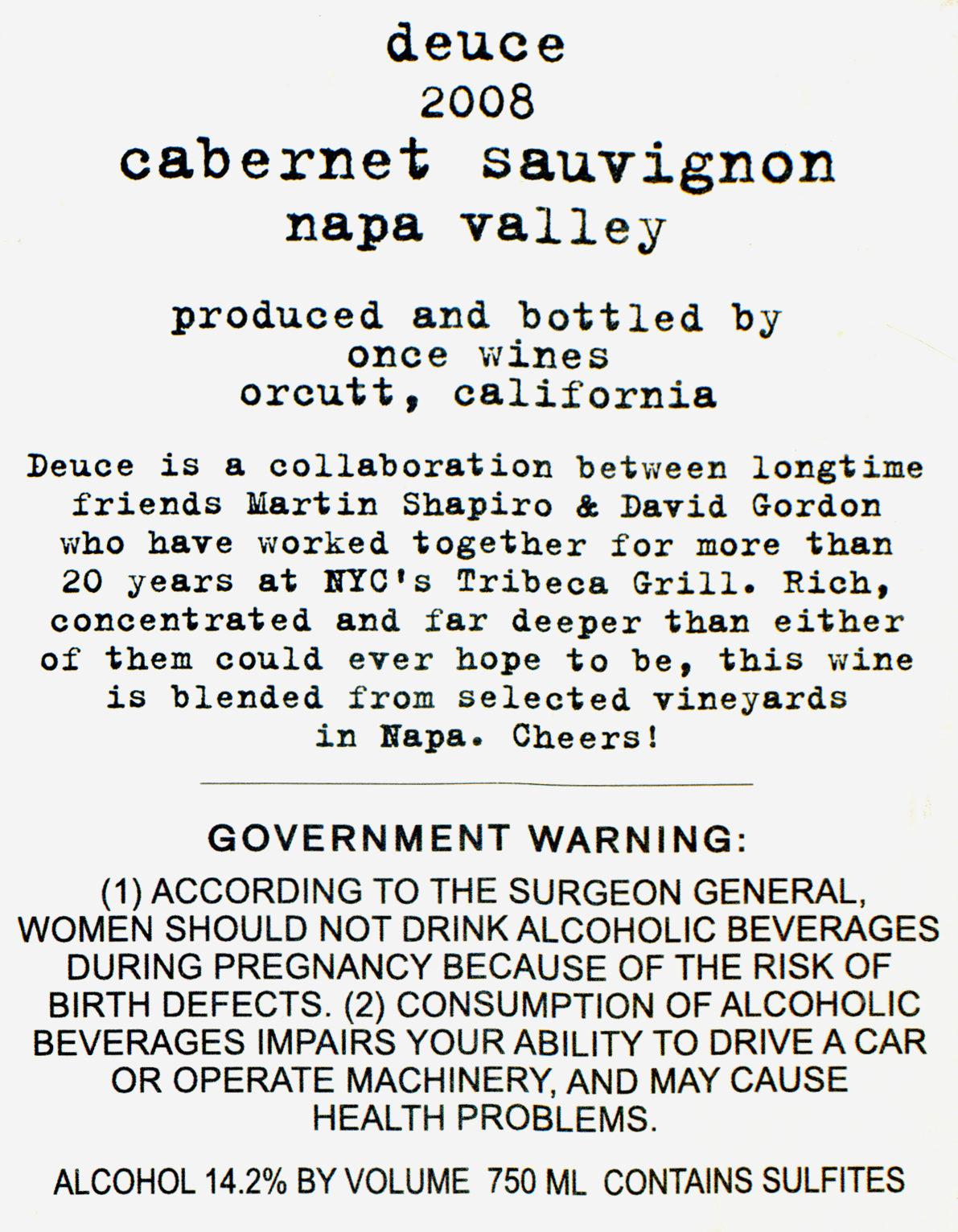 2008 Deuce Cabernet Sauvignon | Wine Library