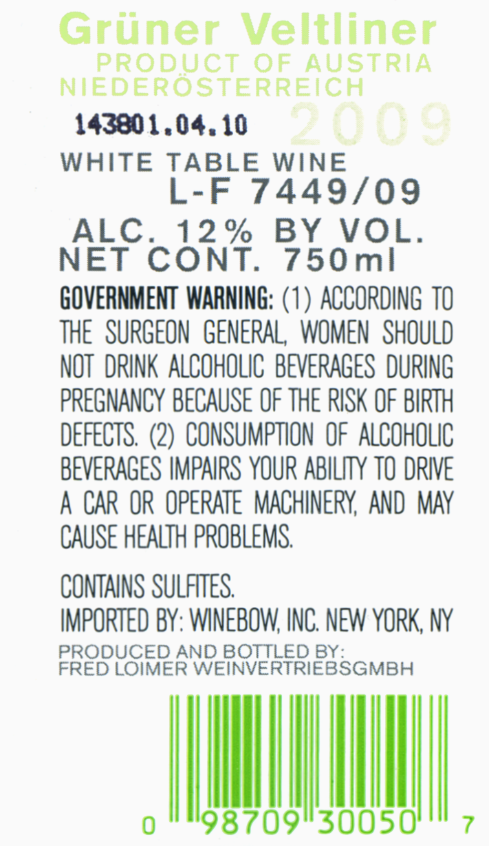 2009 Loimer Gruner Veltliner Lois | Wine Library