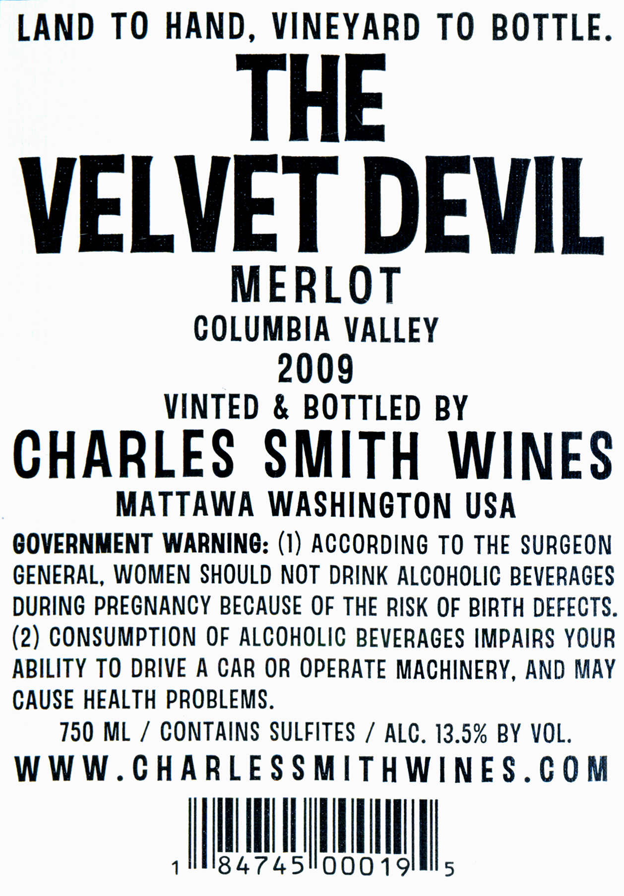 2009 Charles Smith Velvet Devil Merlot | Wine Library