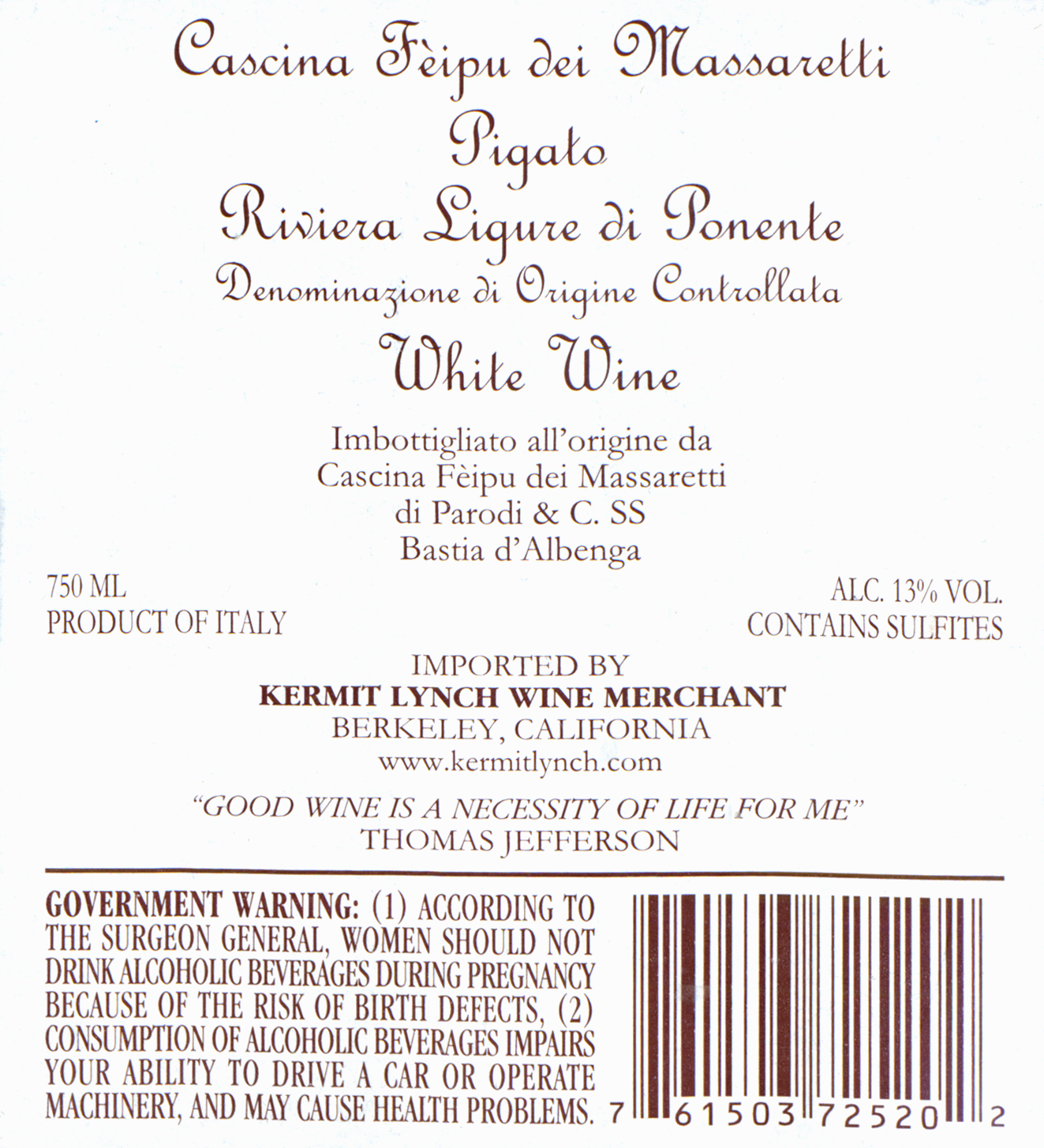 2009 Massaretti Pigato Di Albenga | Wine Library