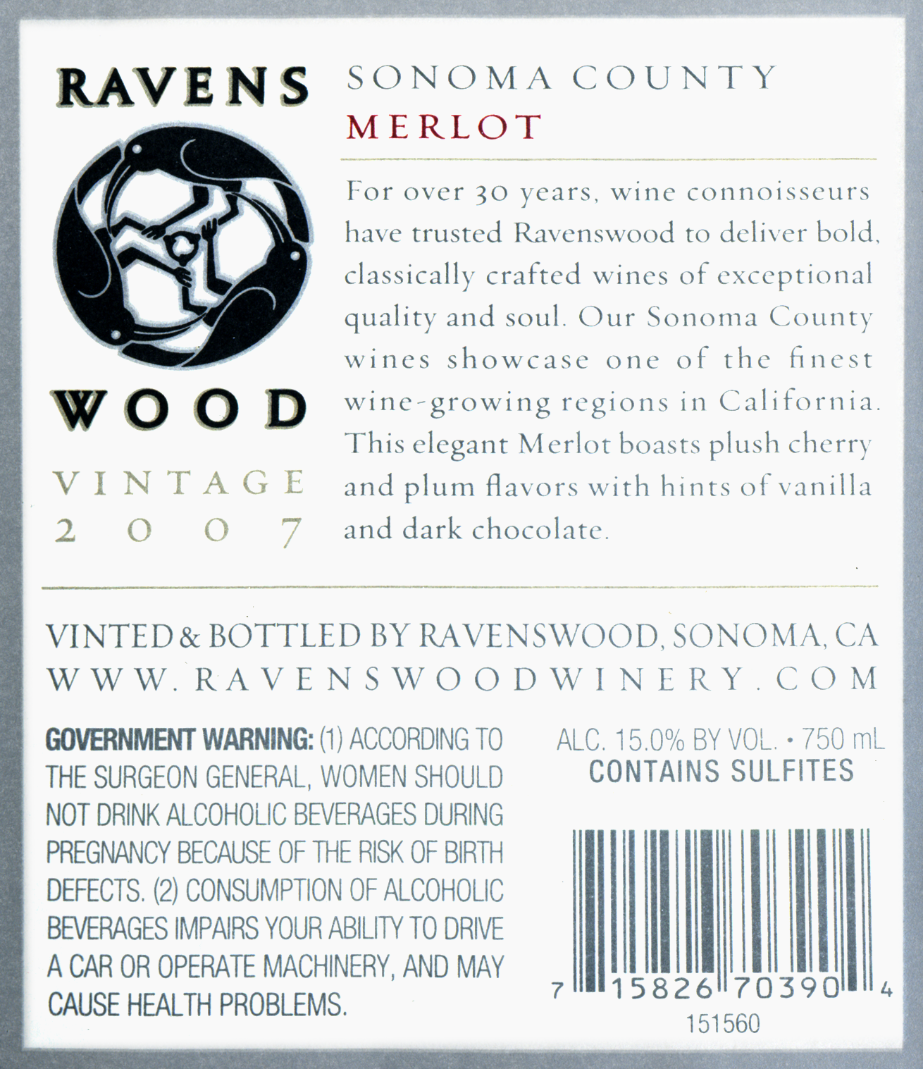 2007 Ravenswood Sonoma Merlot | Wine Library