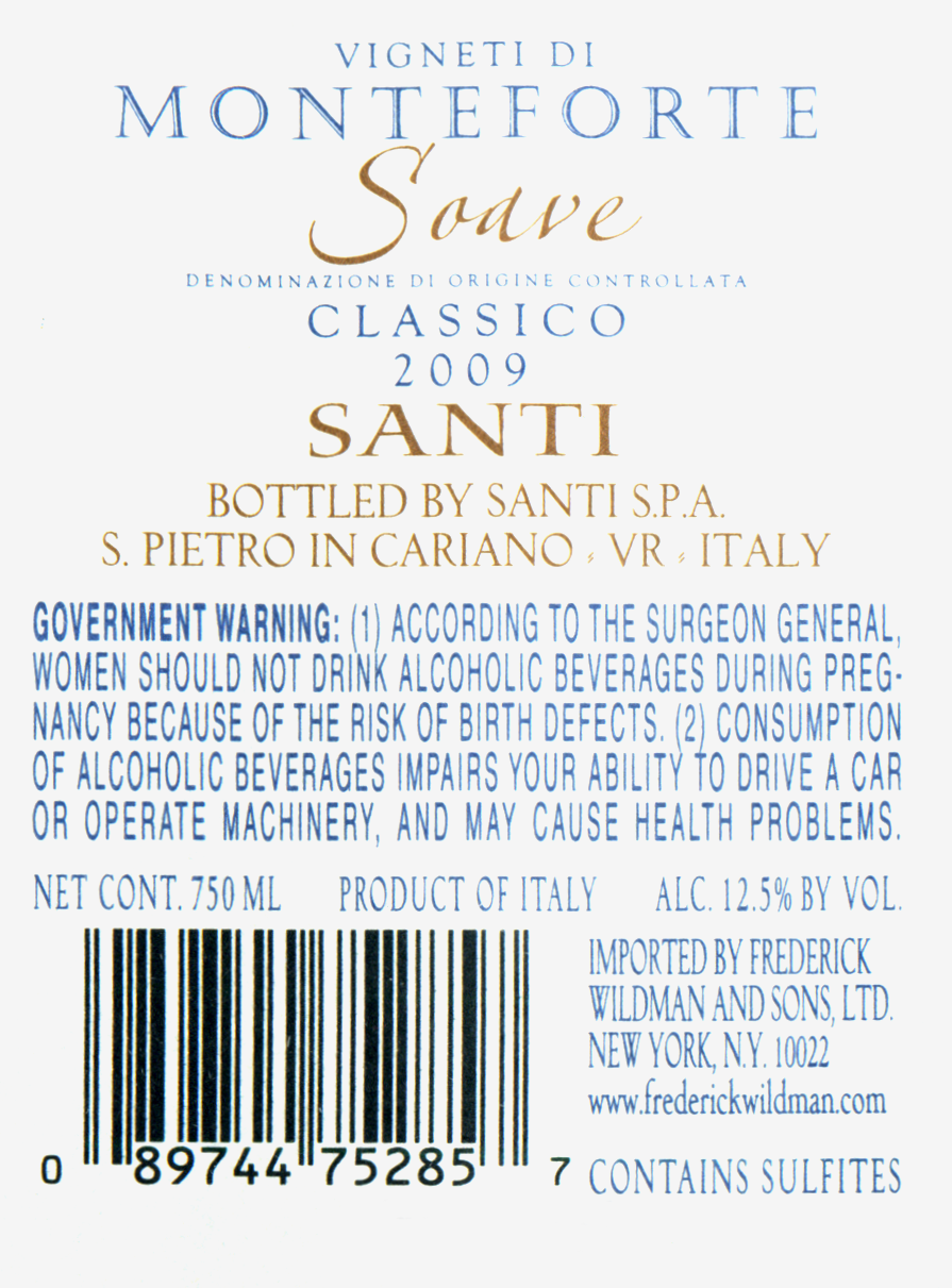 2009 Santi Monteforte Soave | Wine Library
