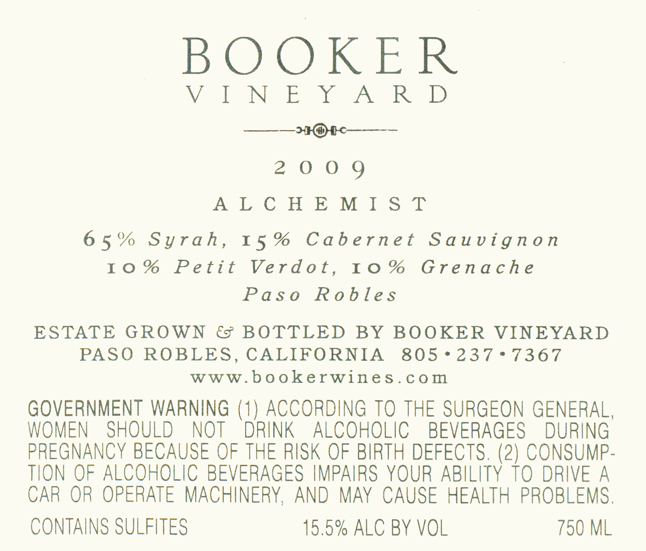 2009 Booker Alchemist | Wine Library