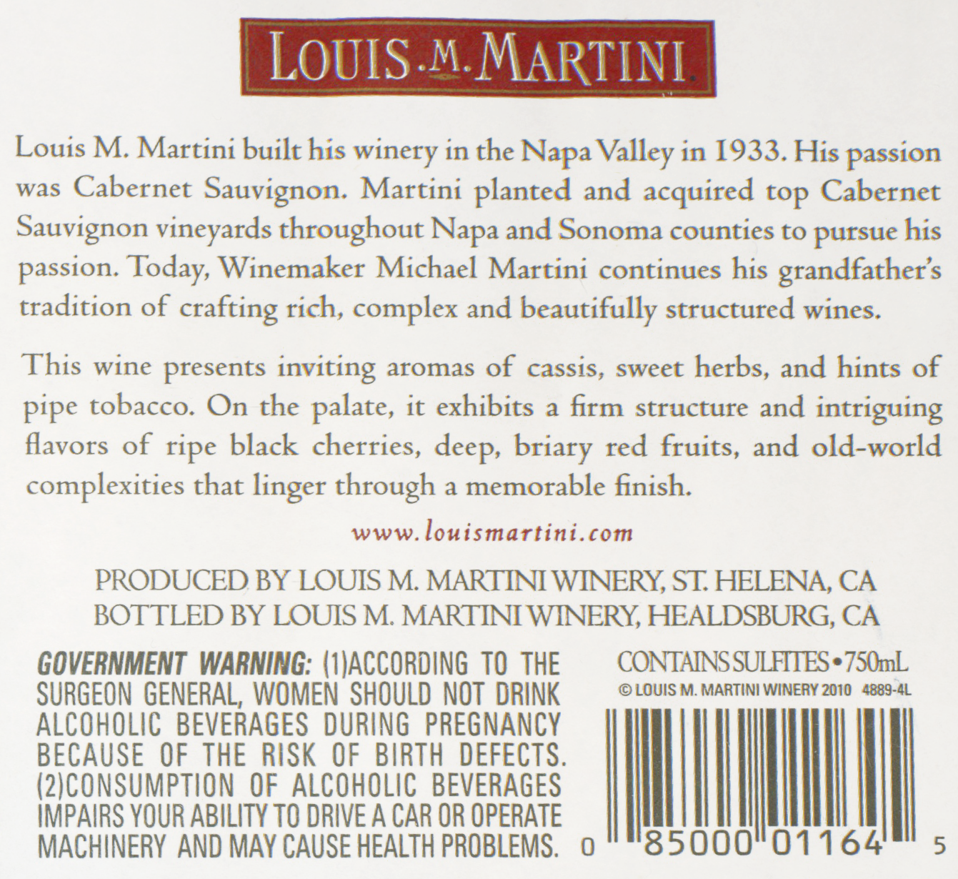 2008 Louis Martini Napa Cabernet Sauvignon | Wine Library