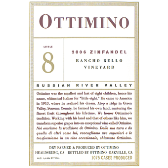 2006 Ottimino Zinfandel Rancho Bello Vineyard | Wine Library