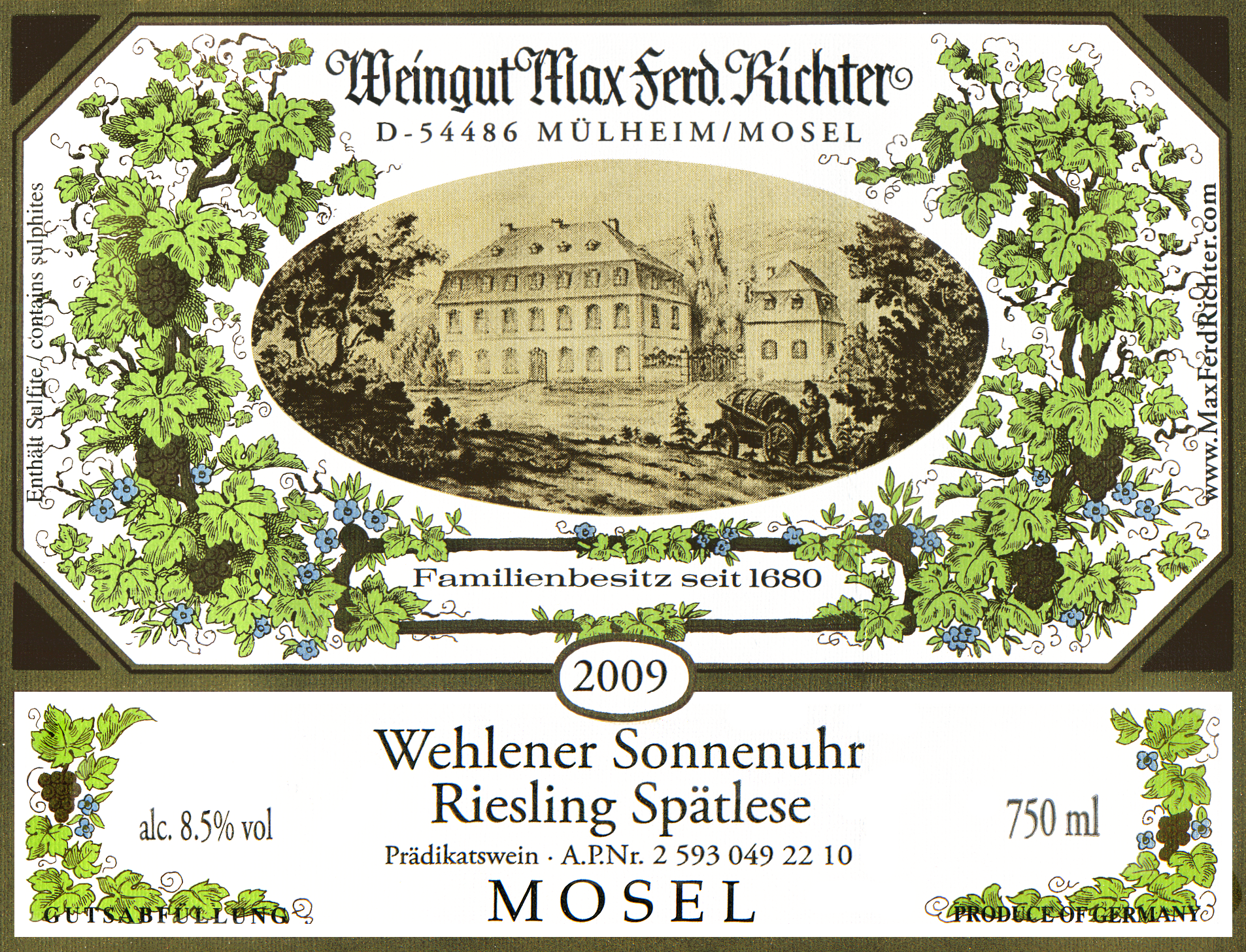 2009 Max Fern Richter Spatlese Wehlener Sonnenuhr Riesling | Wine Library 2009 Max Fern Richter Spatlese Wehlener Sonnenuhr Riesling | Wine Library