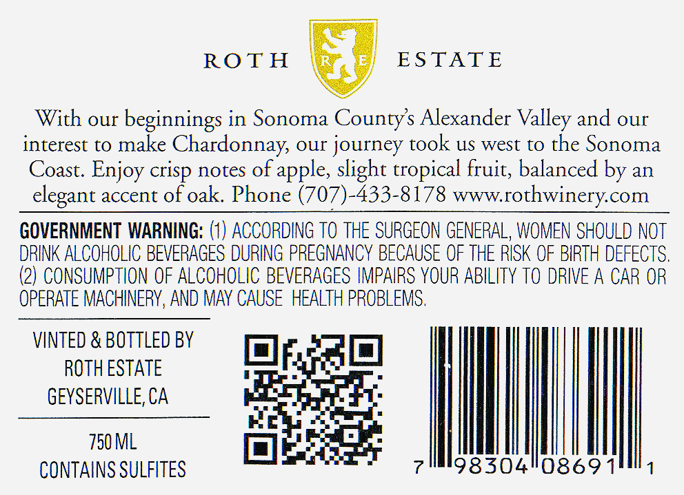 2010 Roth Estate Chardonnay Sonoma Coast | Wine Library