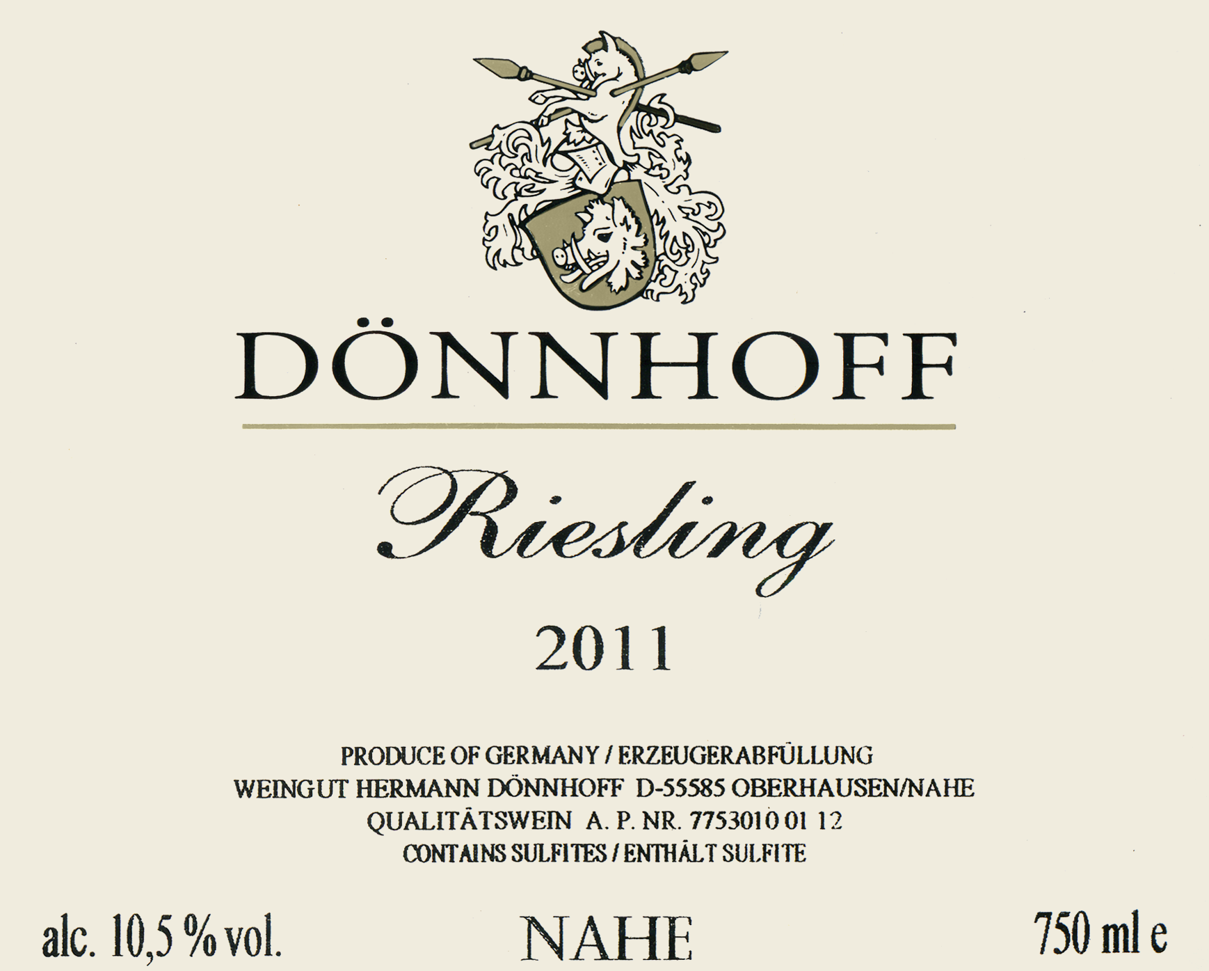 2011 Donnhoff Estate Riesling | Wine Library