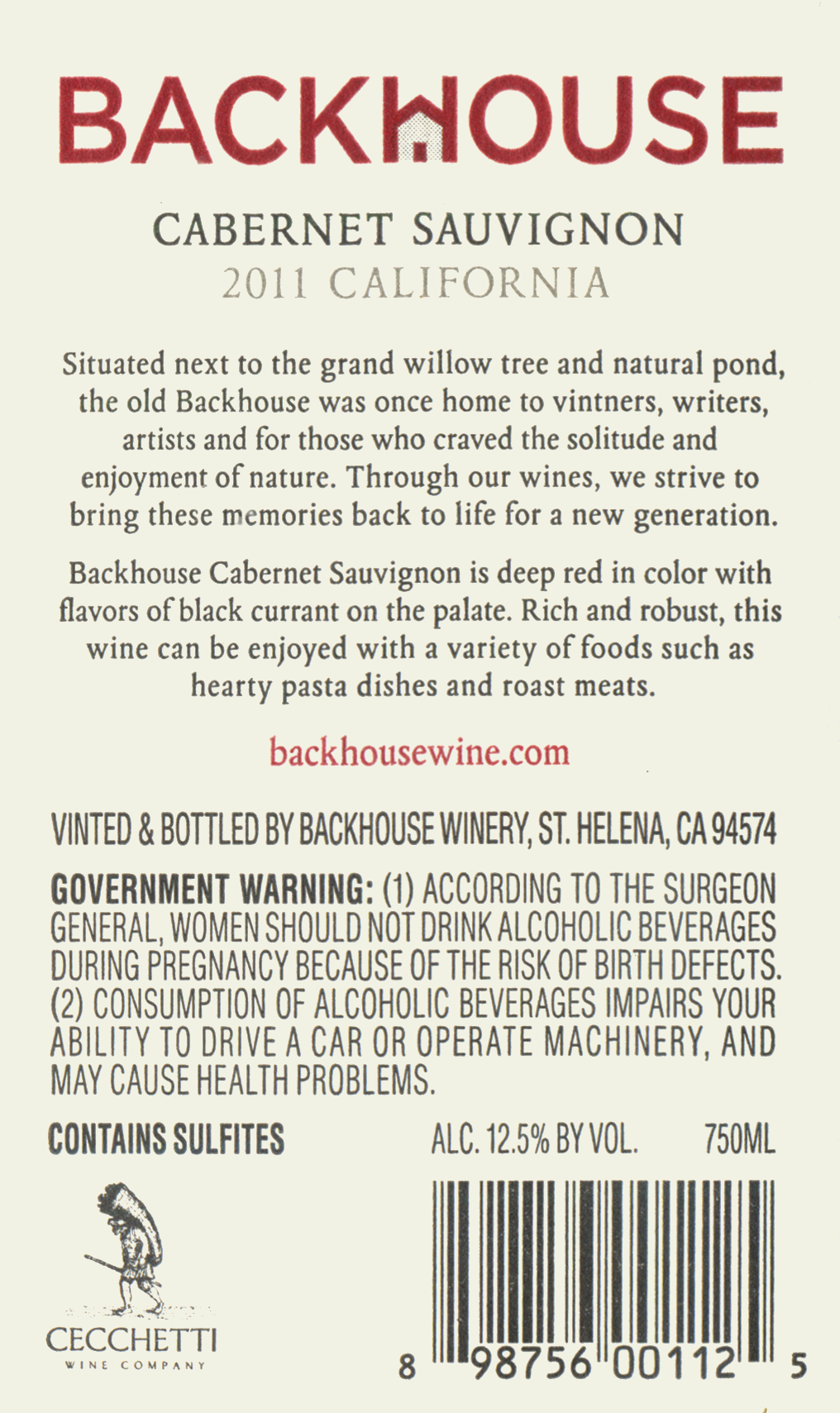 2011 Backhouse Cabernet Sauvignon | Wine Library