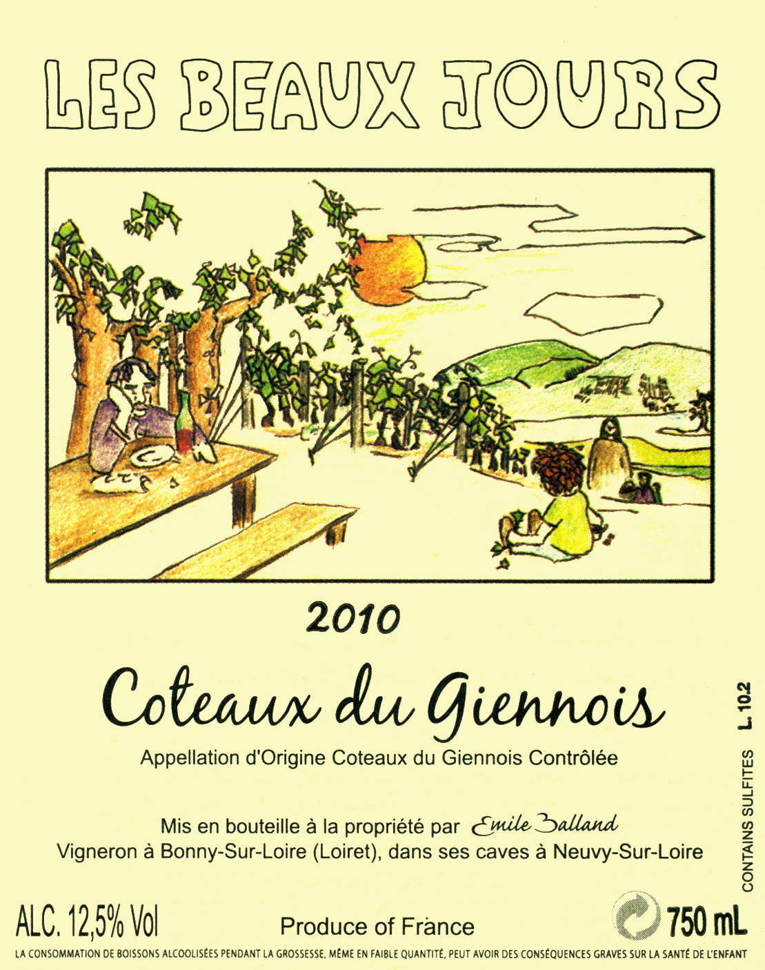 2010 Emilie Balland Les Beaux Jours Coteaux Du Giennois | Wine Library