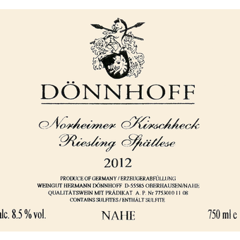 2012 Donnhoff Norheimer Kirschheck Riesling Spatlese | Wine Library
