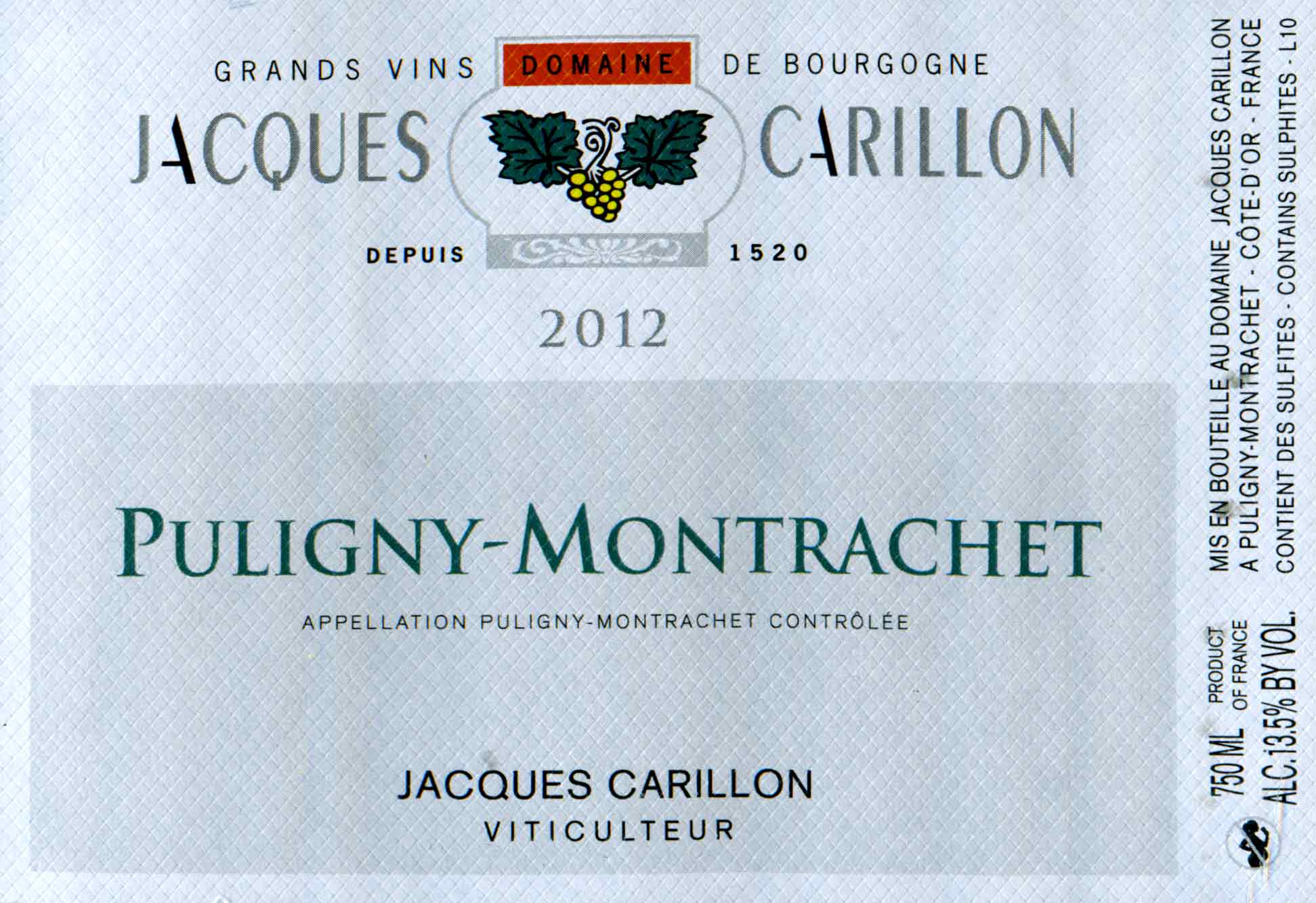2012 Jacques Carillon Puligny Montrachet | Wine Library