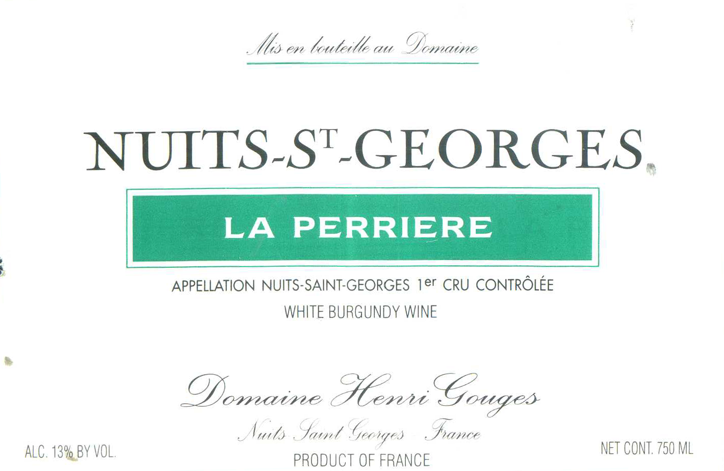 2007 Henri Gouges 1er Cru La Perrier Blanc Nuits Saint Georges | Wine ...